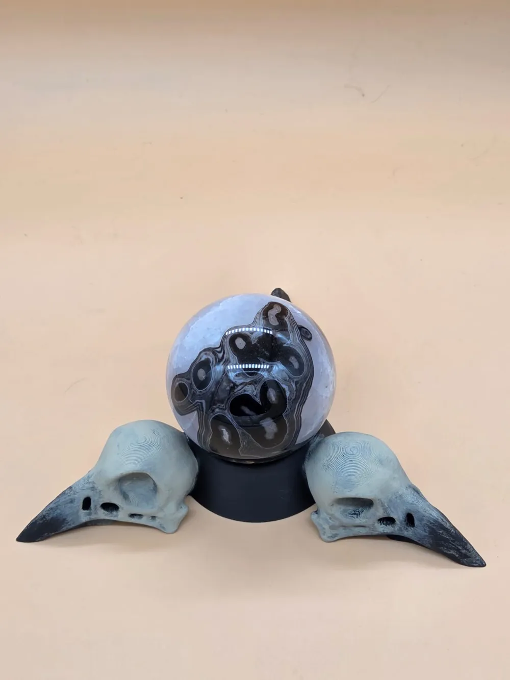 Raven Skull Tealight Holder / Crystal Ball Holder - Free 3D Print Model ...