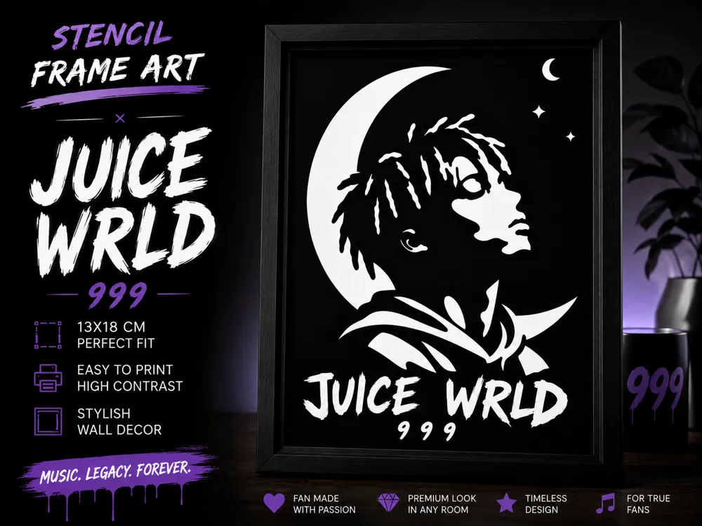 Stencil Frame Art – Juice WRLD - Free 3D Print Model - MakerWorld