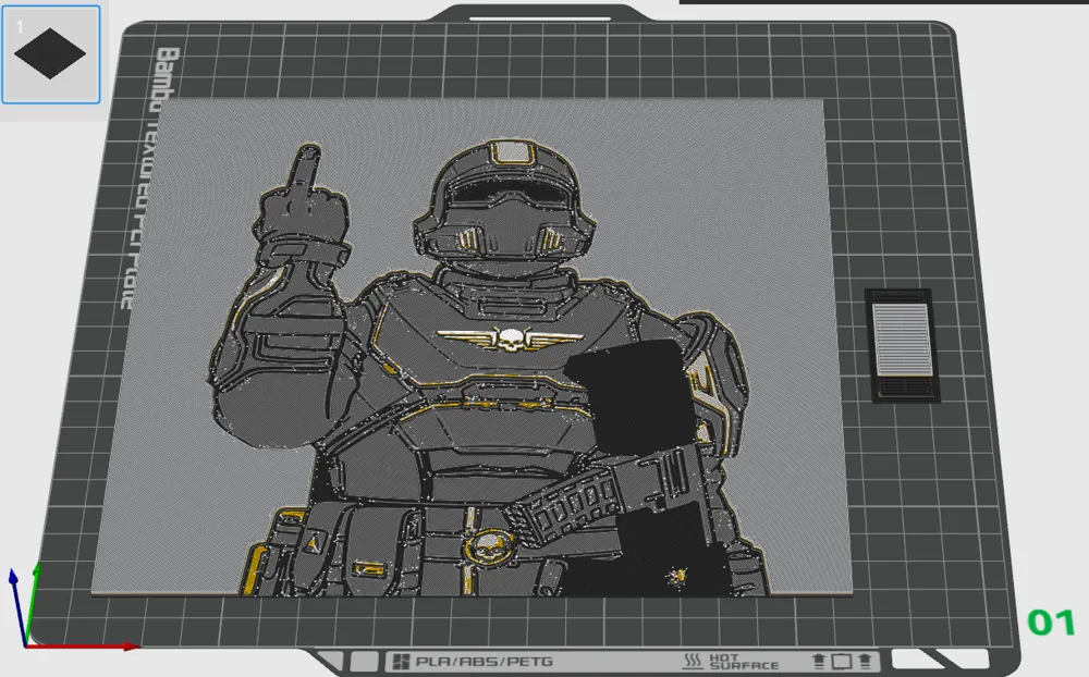 Helldiver Middle Finger Hueforge - Free 3D Print Model - MakerWorld