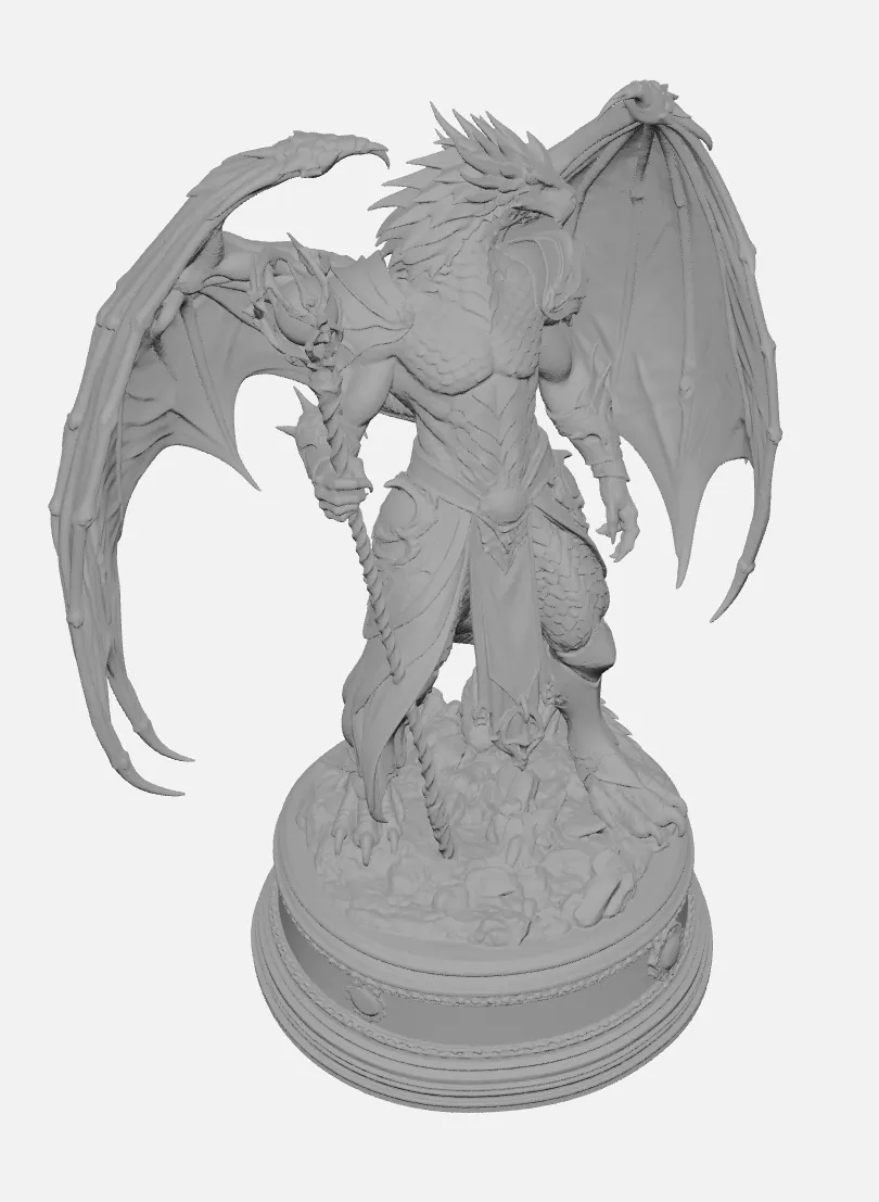 Dragon Warrior–Detailed Fantasy Figure with Base - Free 3D Print Model ...