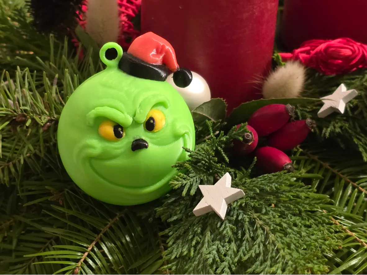 Grinch Christmas bauble - Free 3D Print Model - MakerWorld