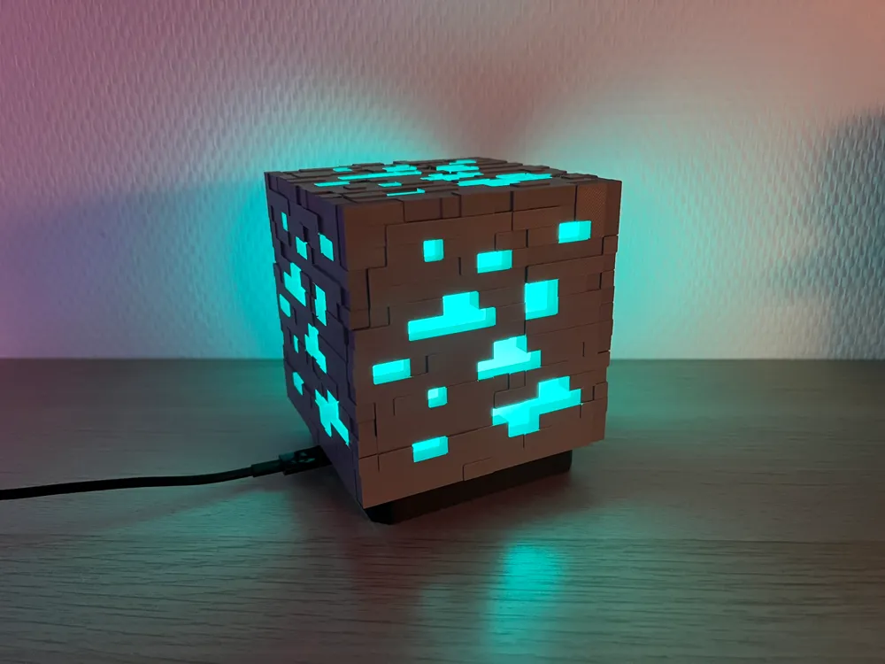 Minecraft Ore Lamp (WLED / ESP32 D1 Mini USB-C) - Free 3D Print Model ...