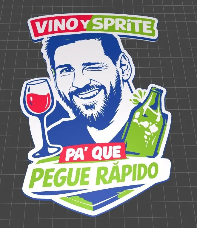 Vino y Sprite frase Messi para Chop Mate Milkshake - Free 3D Print ...