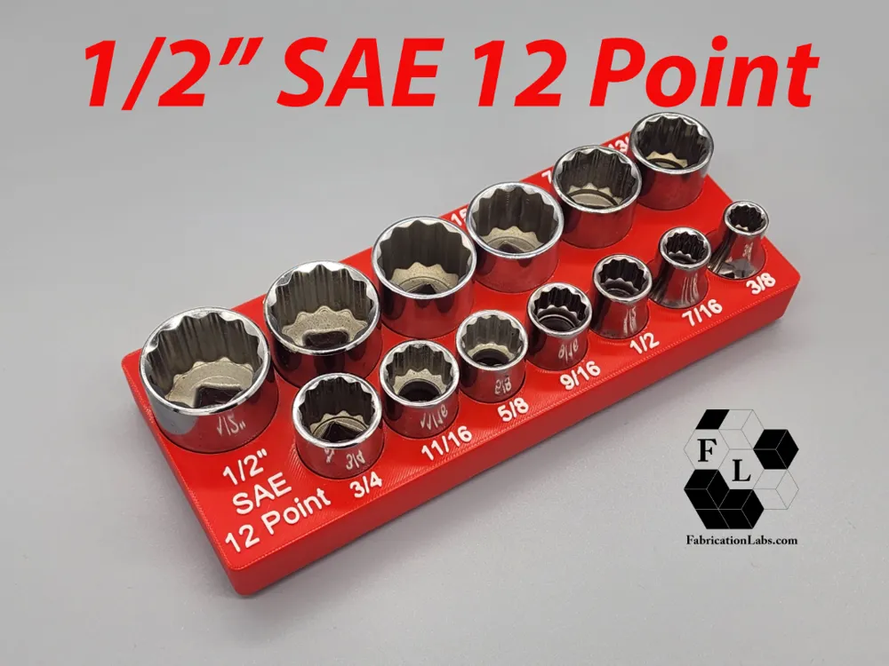 1/2" Drive SAE 12 point socket gridfinity by Fabrication Labs ...