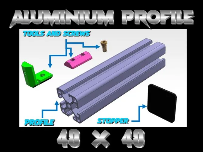Aluminum Profile / 40x40 Profile with Accessories and Screws by ...