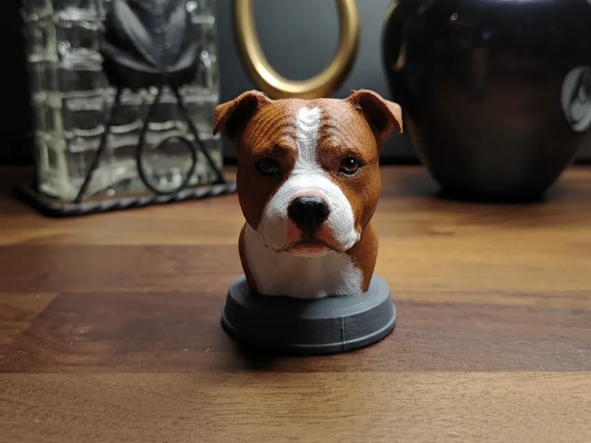 Staffordshire Bull Terrier realistic dog bust - Free 3D Print Model ...