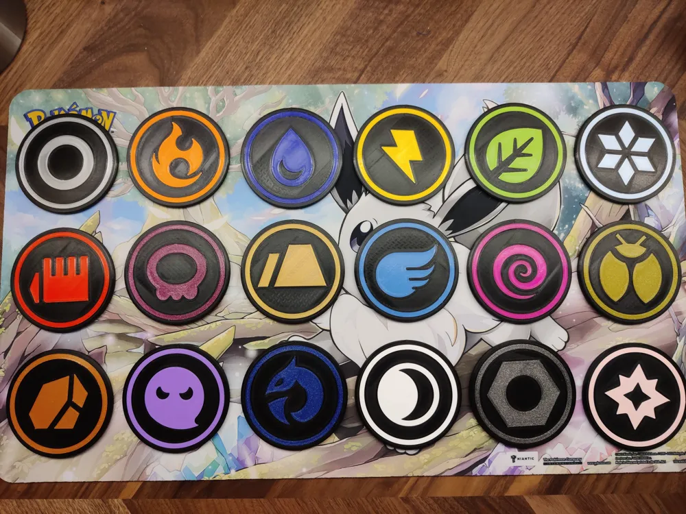 Pokémon Type Coasters - Free 3D Print Model - MakerWorld