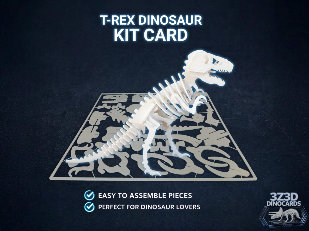 T-Rex Dinosaur Kit Card - DinoCards - Free 3D Print Model - MakerWorld