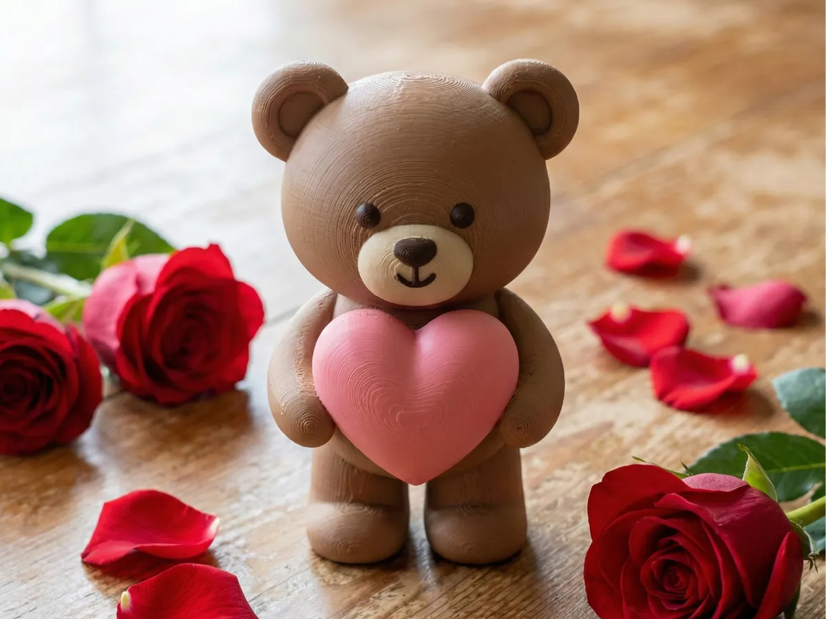Cute Bear With Heart Valentine - Free 3D Print Model - MakerWorld