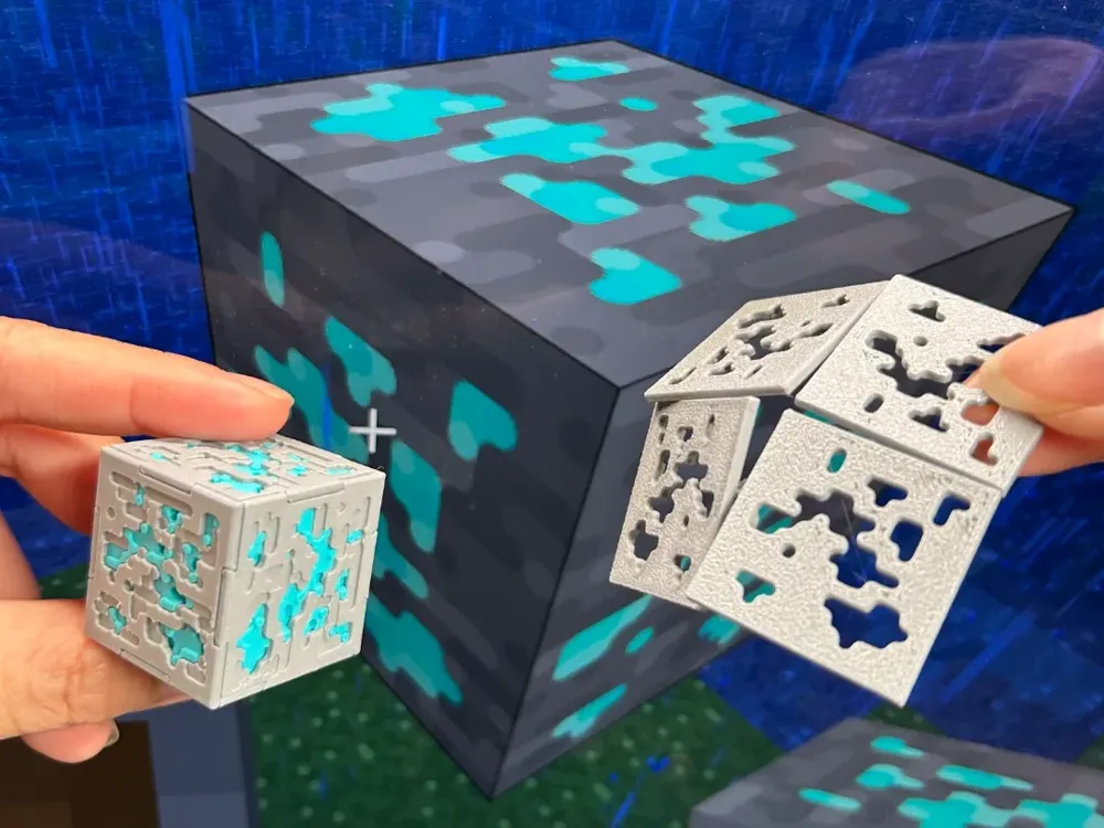 My World Minecraft Diamond Block Textured Fabric, a fabric inspired by ...