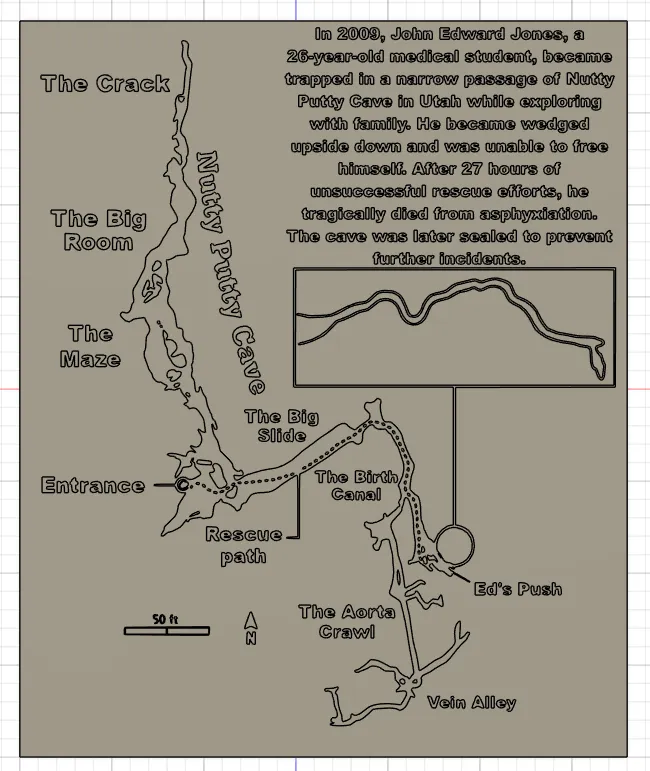 Nutty Putty Cave Incident graph map by Fishboi - MakerWorld