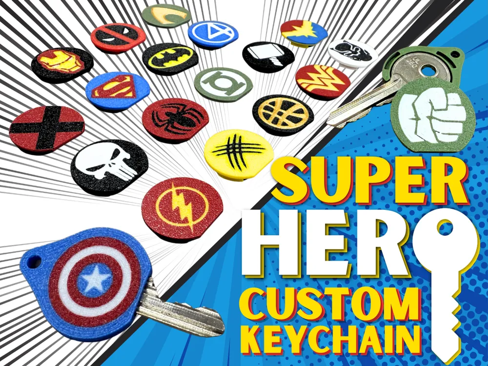 超级英雄定制钥匙扣 来自 White Ghost Shop MakerWorld：免费下载 3D 模型