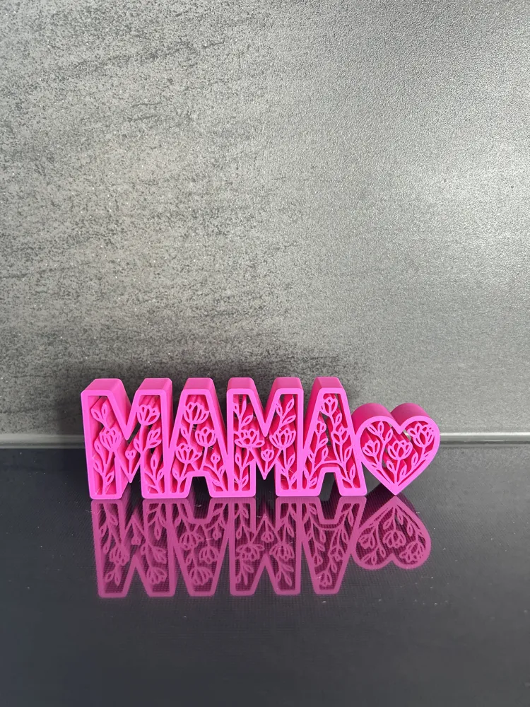 Mother’s Day MAMA Display – Floral Heart - Free 3D Print Model - MakerWorld