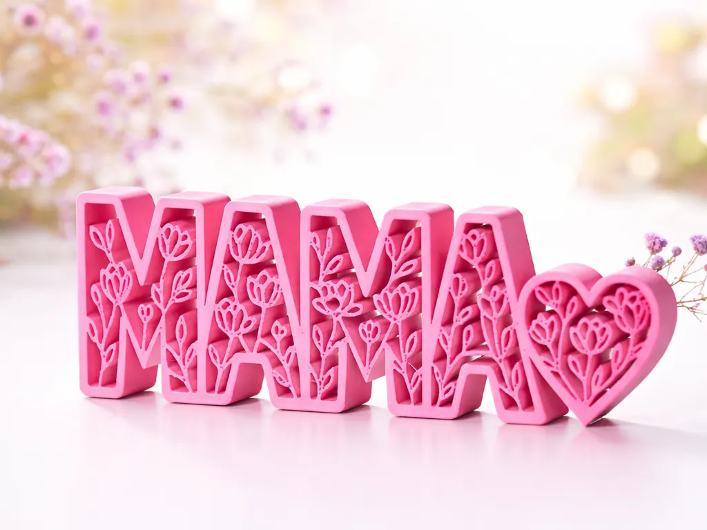 Présentoir MAMAN Fête des Mères – Cœur Floral - Modèle d'Impression 3D ...
