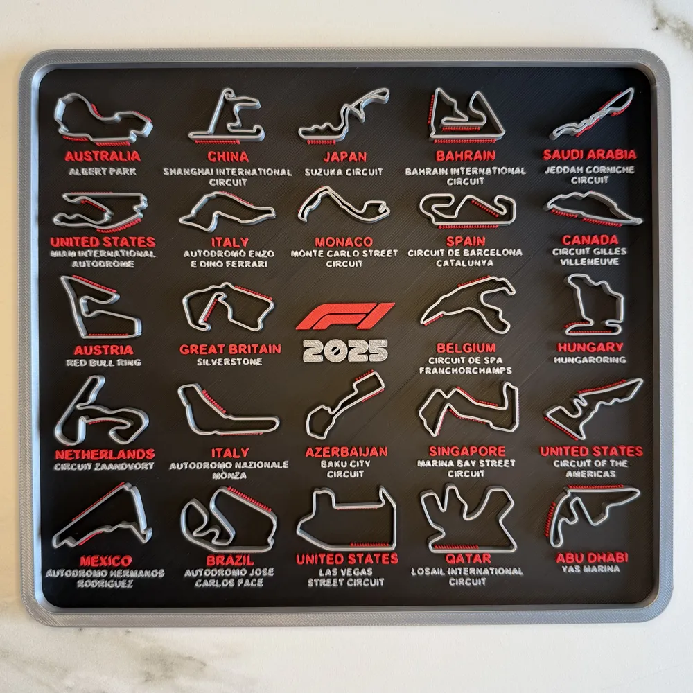 (DRS ZONES) 2025 Formula 1 calendar by Tridimprints MakerWorld ...
