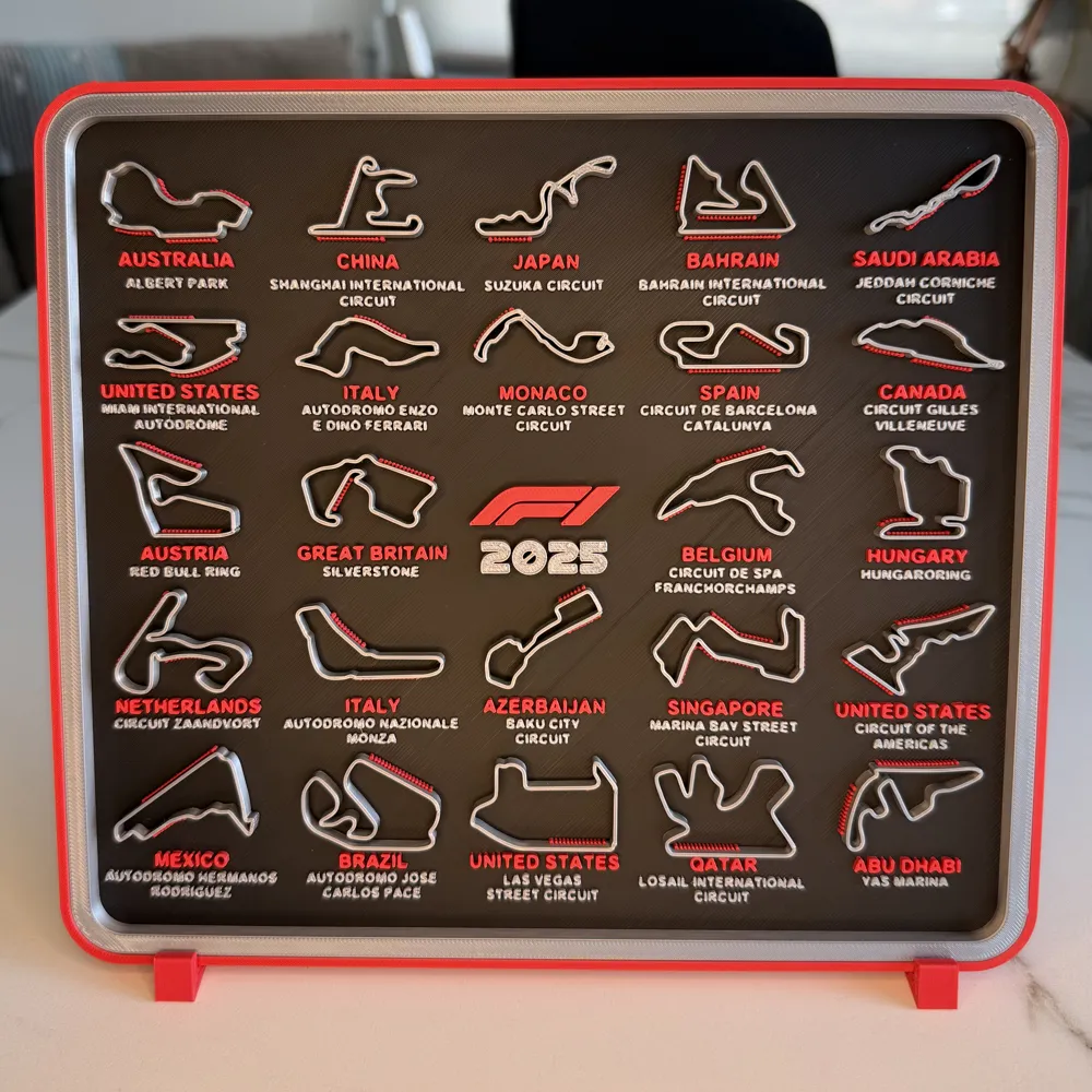 (DRS ZONES) 2025 Formula 1 calendar - Free 3D Print Model - MakerWorld
