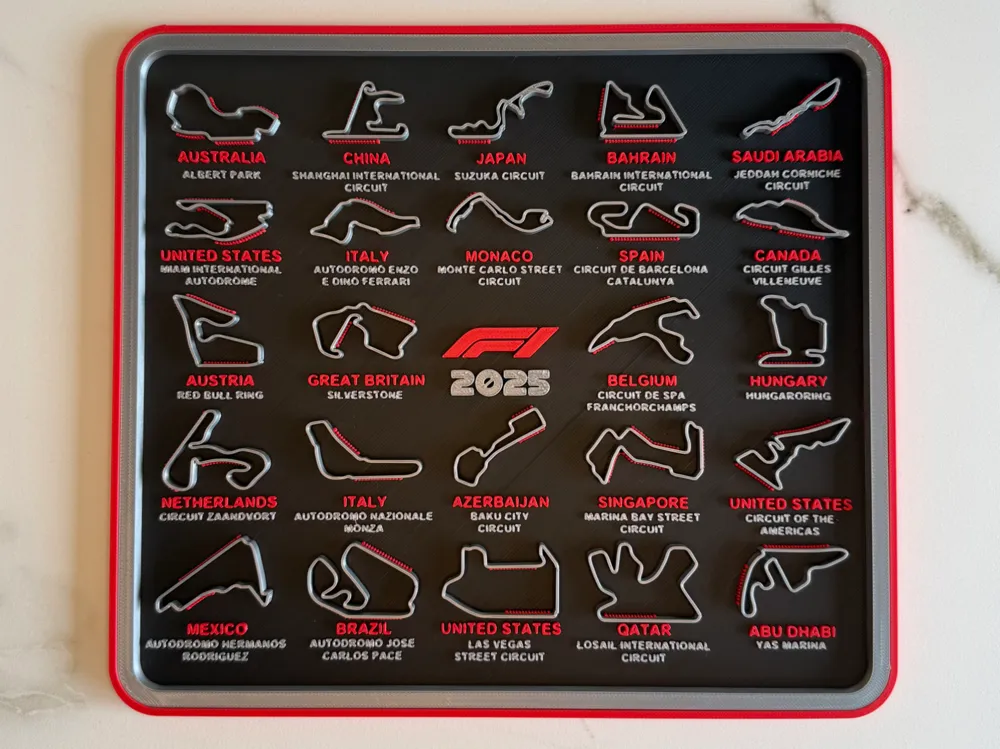 (DRS ZONES) 2025 Formula 1 calendar - Free 3D Print Model - MakerWorld