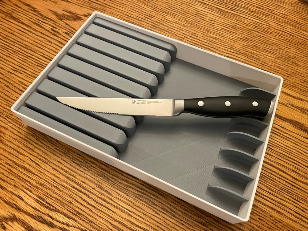 Gridfinity Steak Knife Kitchen Drawer Block - Free 3D Print Model ...