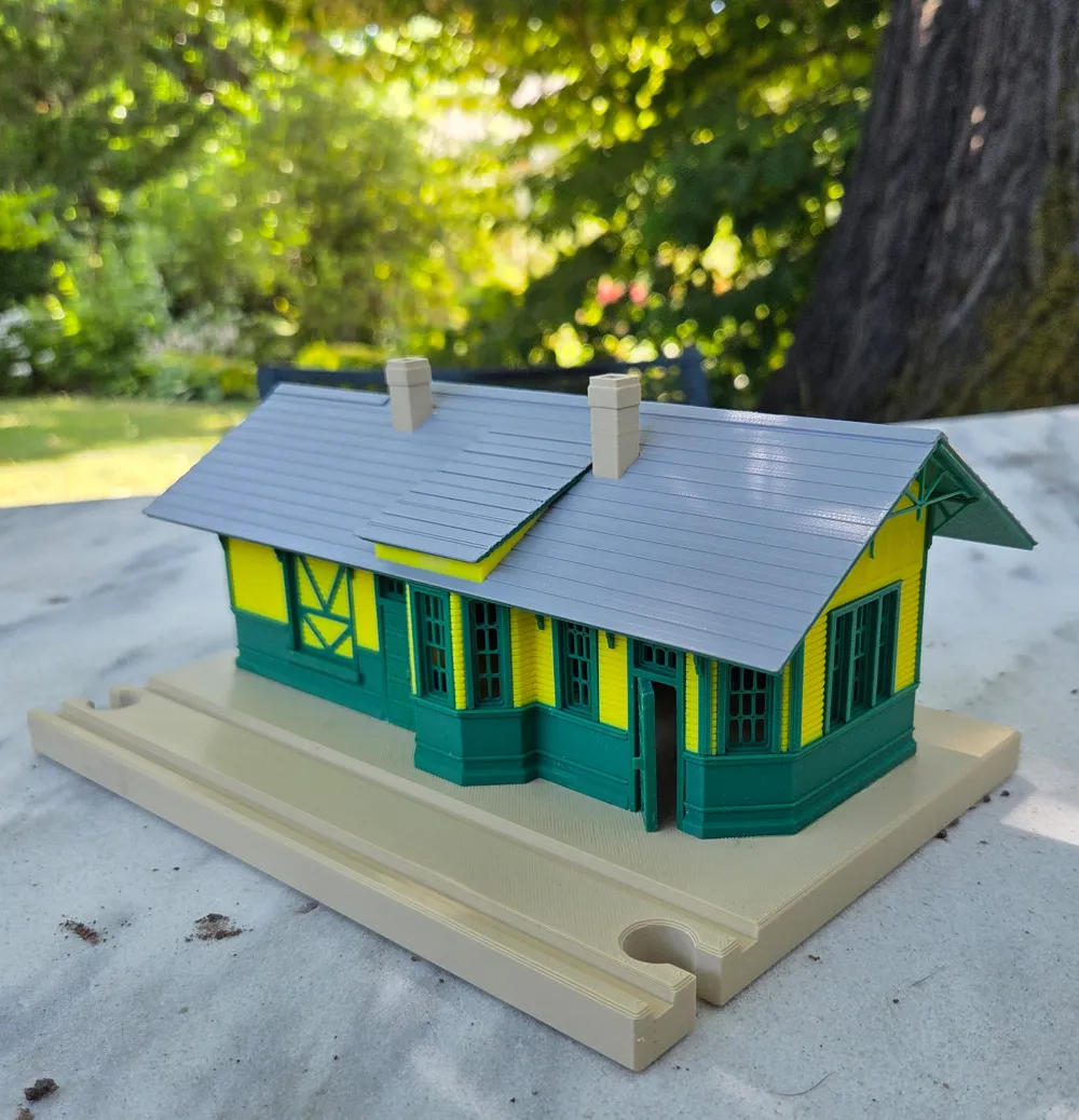 Wooden Train Station V1 - Free 3D Print Model - MakerWorld
