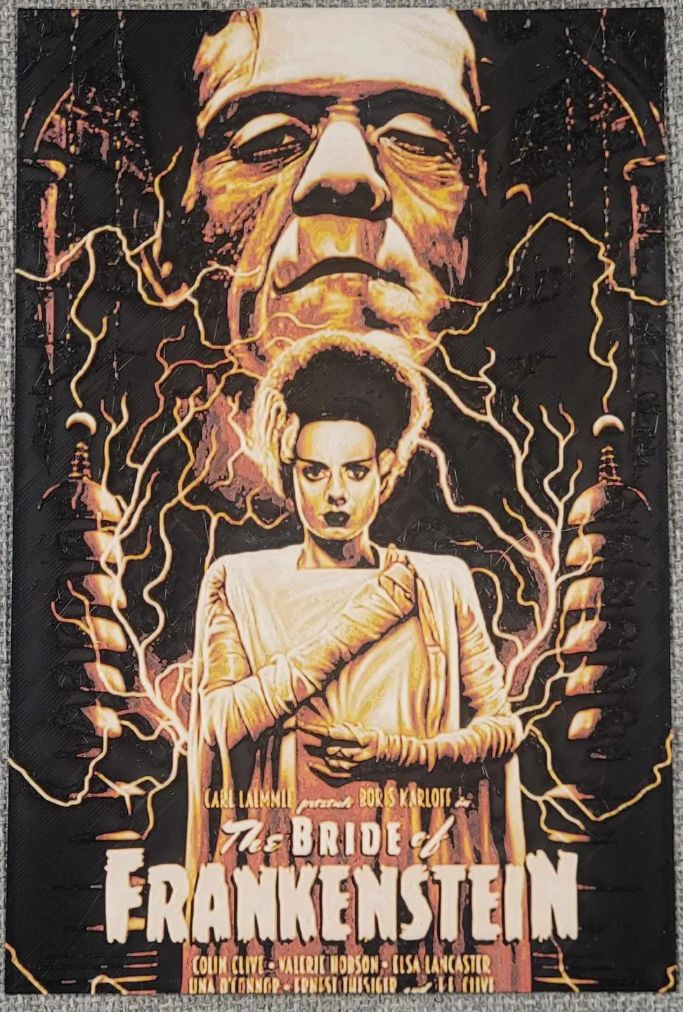 Bride of Frankenstein movie poster (Hueforge) by smwoodcrafts - MakerWorld