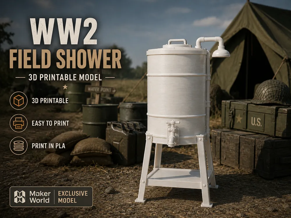 WW2 Field Shower Station – Military Camp - Free 3D Print Model - MakerWorld