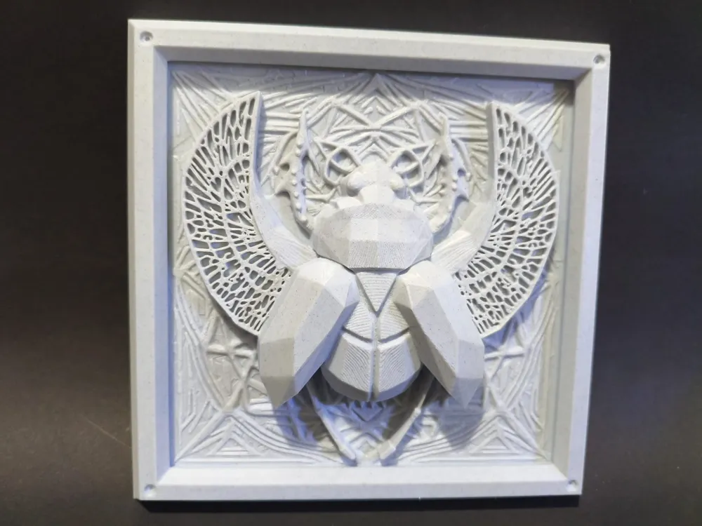 Winged Egyptian Scarab 3D Wall Relief - Free 3D Print Model - MakerWorld