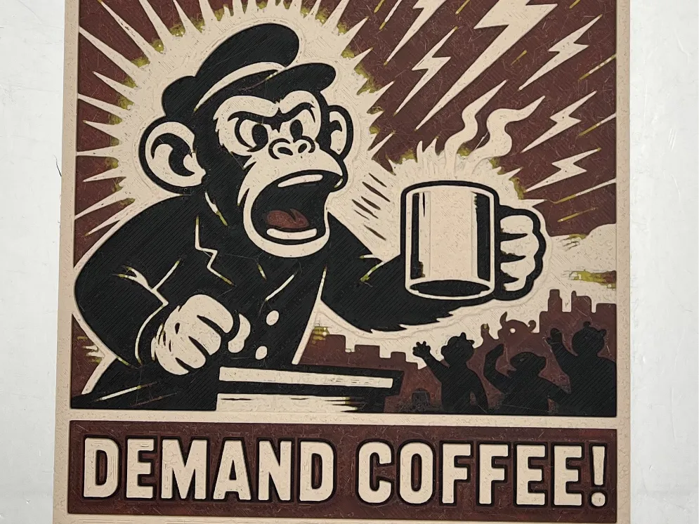 Demand Coffee Propaganda Poster Art - Free 3D Print Model - MakerWorld