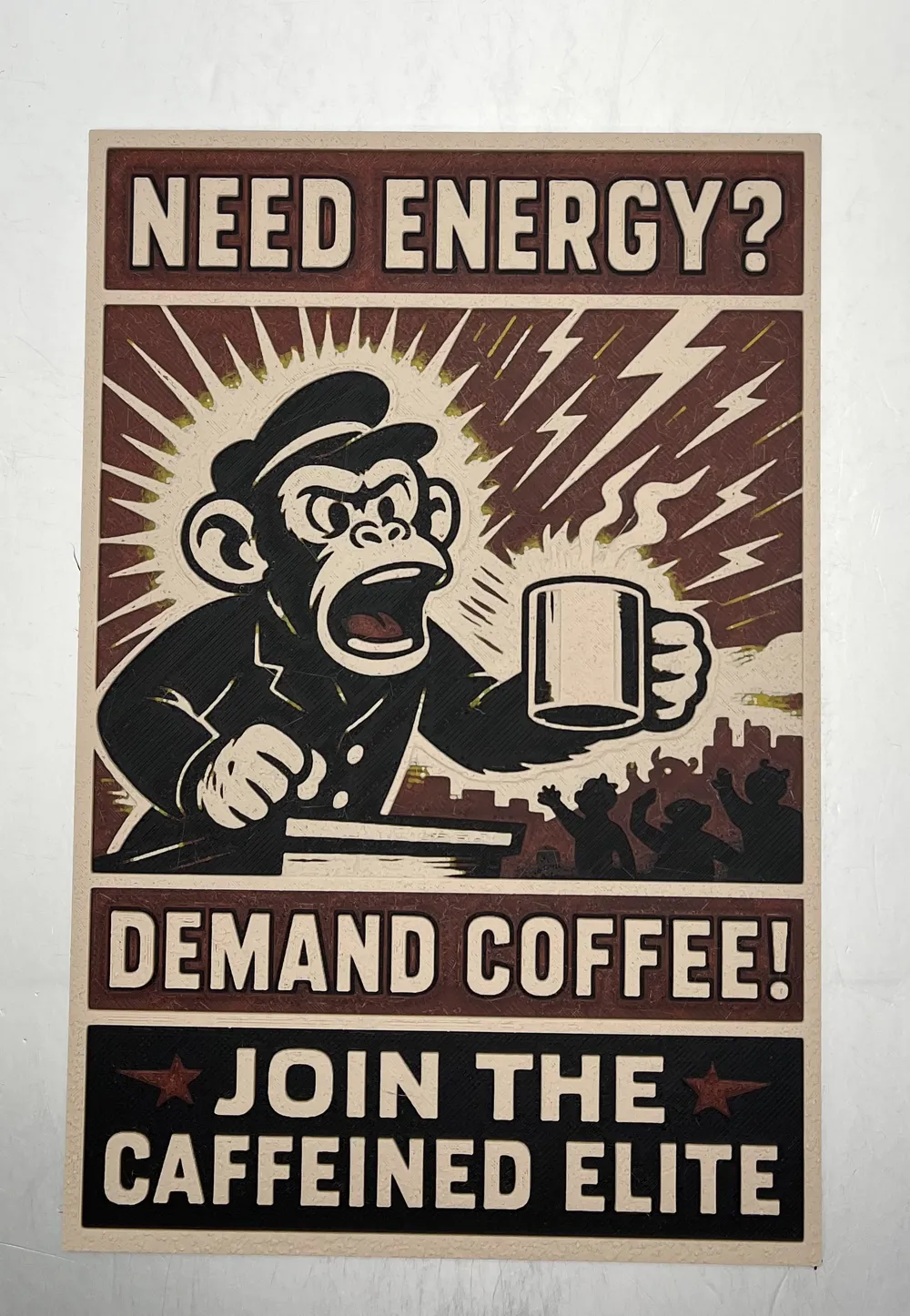 Demand Coffee Propaganda Poster Art - Free 3D Print Model - MakerWorld