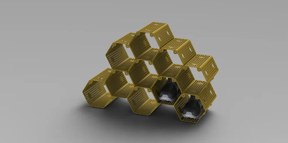 Honeycomb shoerack stack, lock & wall mountable by jellebross - MakerWorld