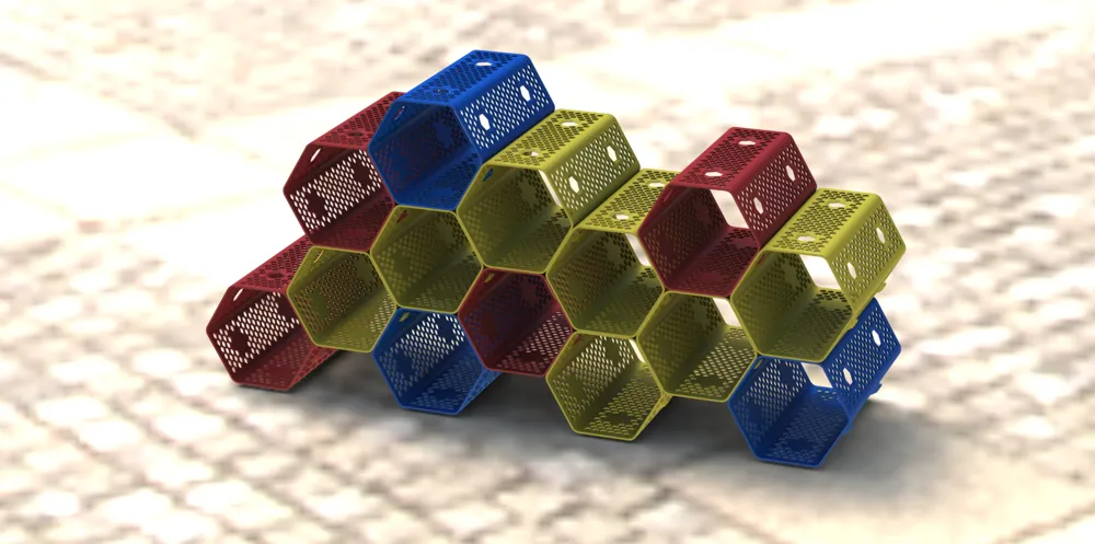 Honeycomb shoerack stack, lock & wall mountable by jellebross - MakerWorld