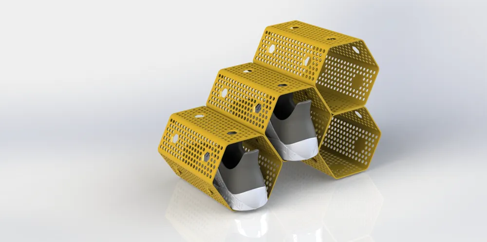 Honeycomb shoerack stack, lock & wall mountable by jellebross - MakerWorld