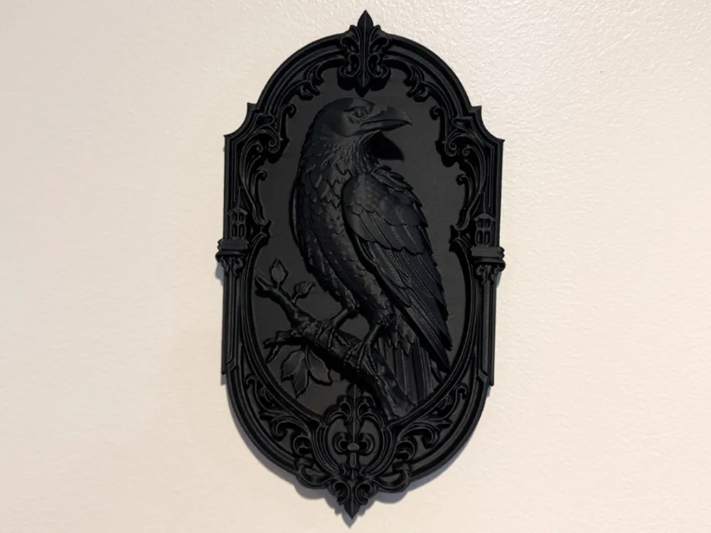 Gothic Raven Wall Plaque - Free 3D Print Model - MakerWorld