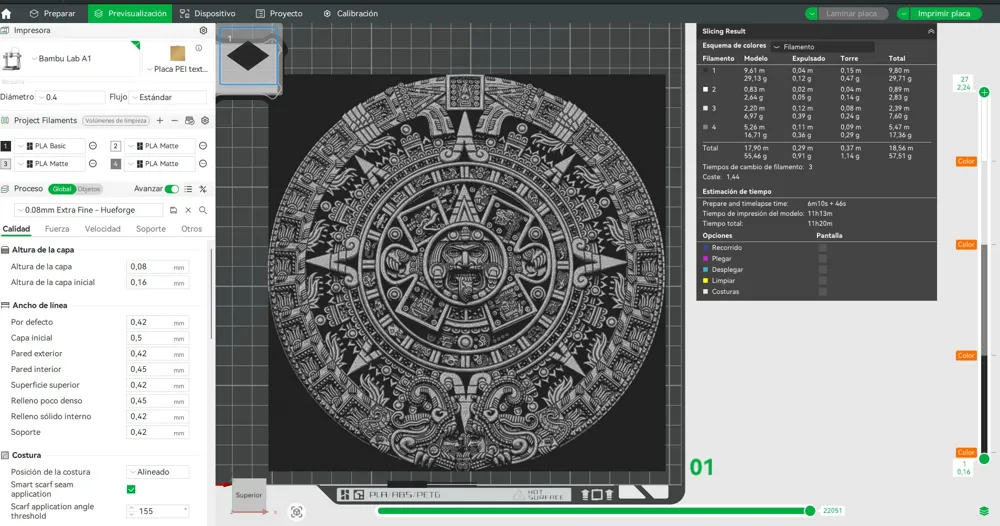 Hueforge Aztec Medallion - Free 3D Print Model - MakerWorld