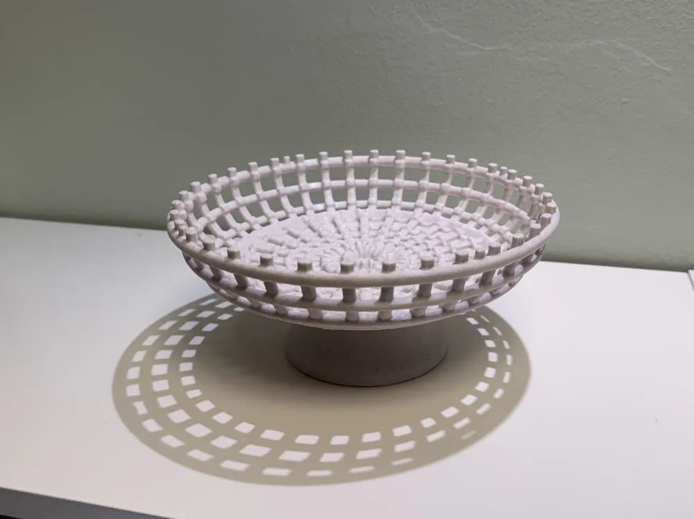 Decorative Footed Bowl / Fruit Bowl in Woven Design - Free 3D Print ...