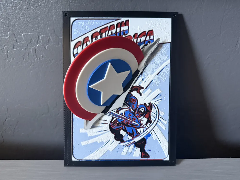 Captain America Comic Cover Pop Out Art - Free 3D Print Model - MakerWorld