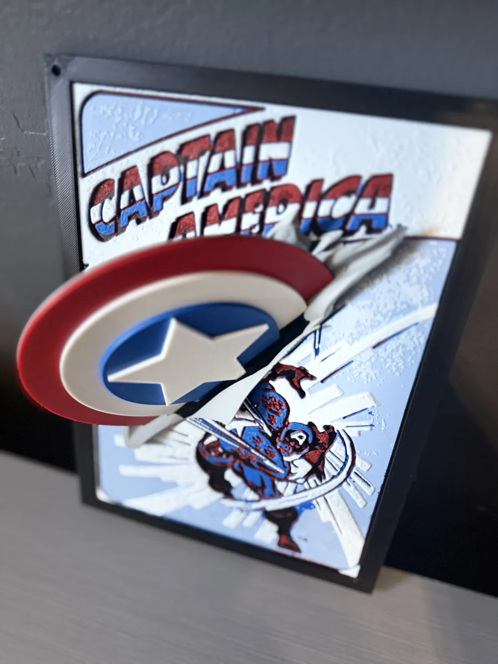 Captain America Comic Cover Pop Out Art - Free 3D Print Model - MakerWorld