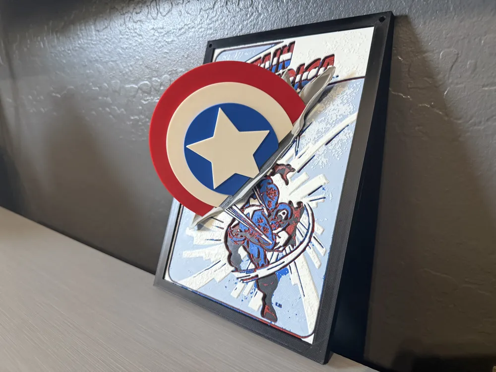 Captain America Comic Cover Pop Out Art - Free 3D Print Model - MakerWorld