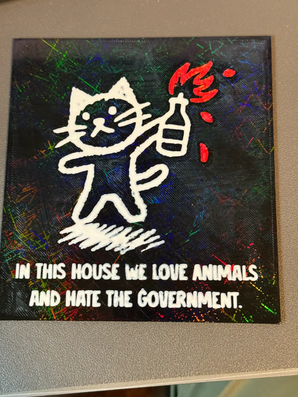 Molotov Kitty Protest Sign (funny) by drewdives - MakerWorld