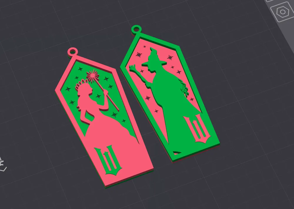 Wicked Ornaments - Elphaba & Glinda, No AMS - Free 3D Print Model ...
