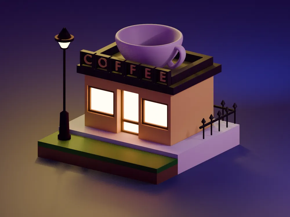 咖啡店模型 来自 Muhammad Aayan mirza MakerWorld：免费下载 3D 模型