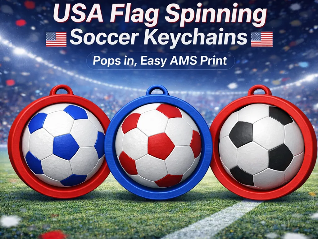 USA Flag Spinning Football / Soccer Ball Keychains - Free 3D Print ...