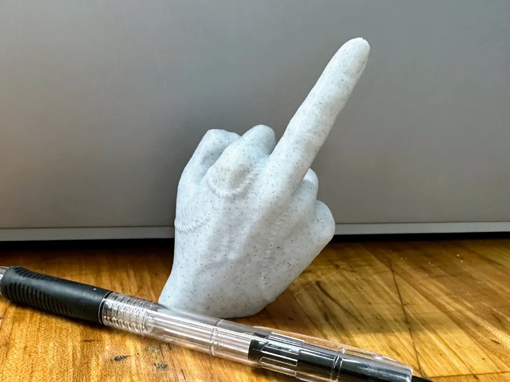 Funny Middle Finger Pen Holder Desk Stand~Single - Free 3D Print Model ...