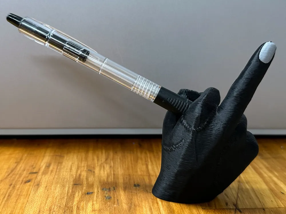 Funny Middle Finger Pen Holder Desk Stand~Single - Free 3D Print Model ...