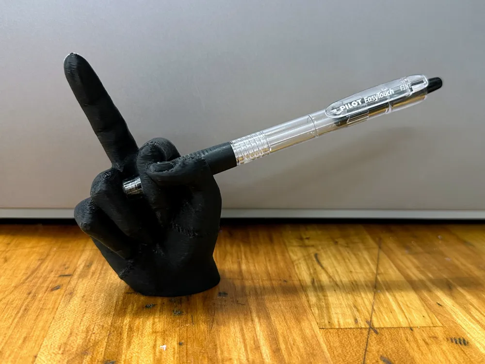 Funny Middle Finger Pen Holder Desk Stand~Single - Free 3D Print Model ...