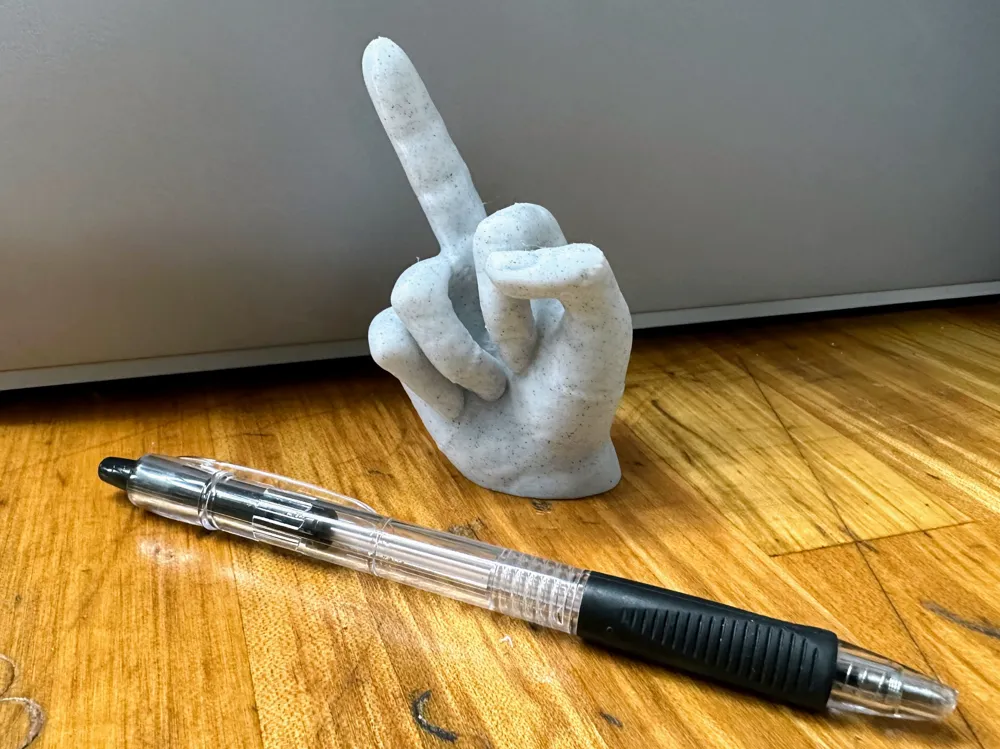 Funny Middle Finger Pen Holder Desk Stand~Single - Free 3D Print Model ...