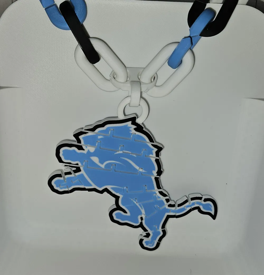Detroit Lions FLEXI Pendant -for Chain Necklace - Free 3D Print Model ...