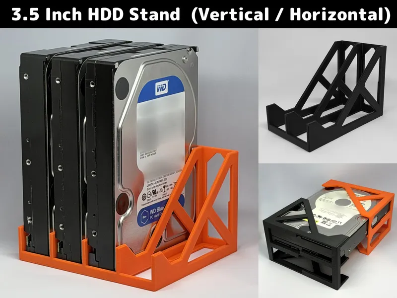 3.5 Inch HDD Stand/Organizer (Vertical/Horizontal) - Free 3D Print ...