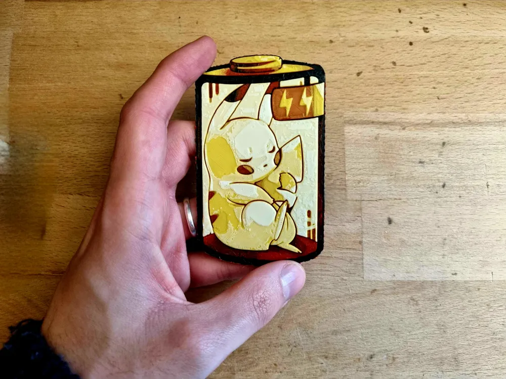 Cute Pikachu inside a battery Portrait (HueForge) by Big Simi - MakerWorld