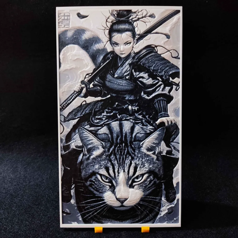 Samurai Girl Cat Hueforge by FSE - MakerWorld