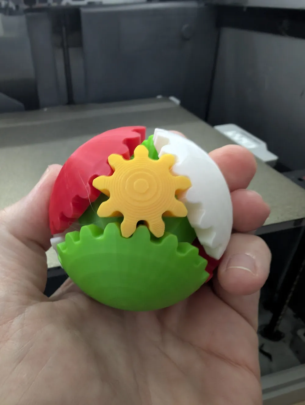 Fidget Ball Baseball Size Gear Spinner - Free 3D Print Model - MakerWorld